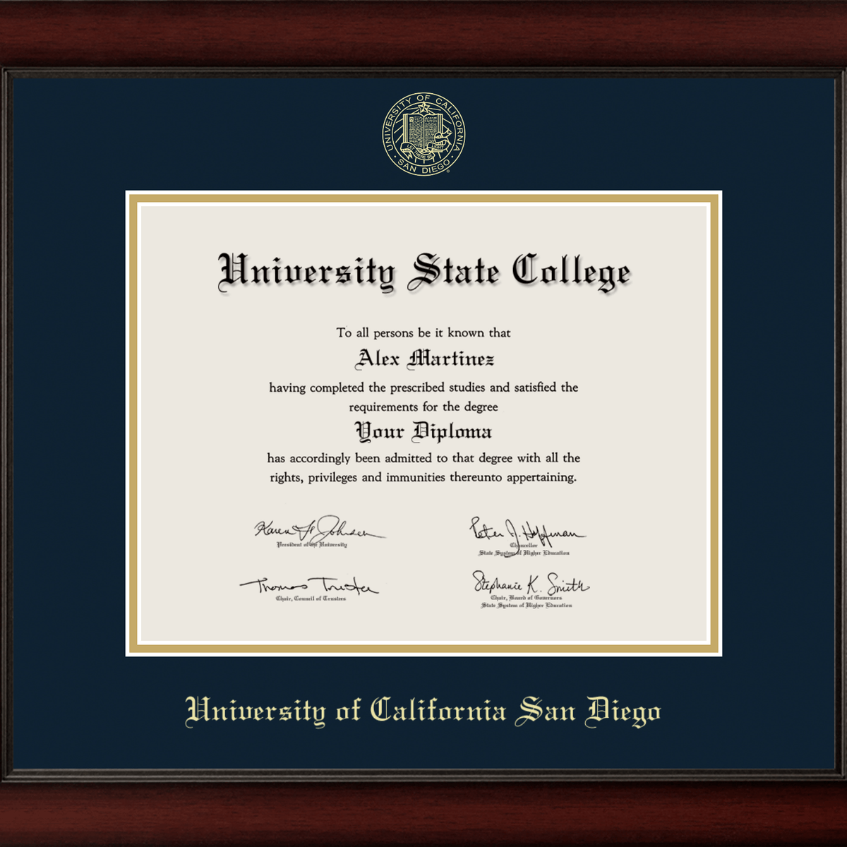 UC San Diego Cherry Wood Diploma Frame – CAPGOWN
