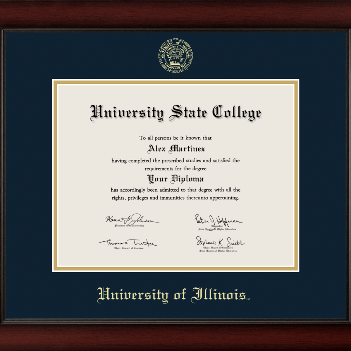 University of Illinois Urbana-Champaign Cherry Wood Diploma Frame – CAPGOWN